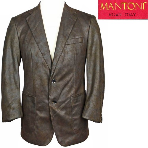 Mantoni Sport Coat Suit Jacket Distressed Brown Leather Look Casual ...