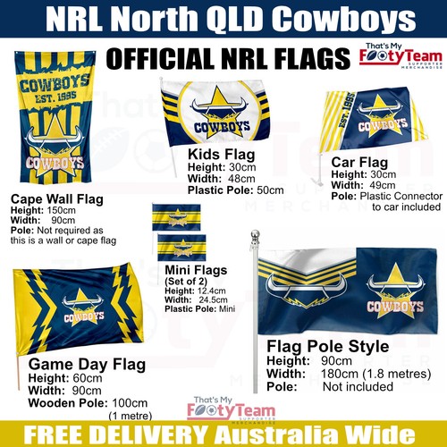 FLAGS - NRL North QLD Cowboys - Game Day, Cape Wall, Car, Kids, Flag ...