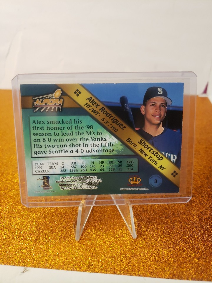 1998 Aurora Baseball Card #3 Pennant Fever RED, ALEX RODRIGUEZ ...
