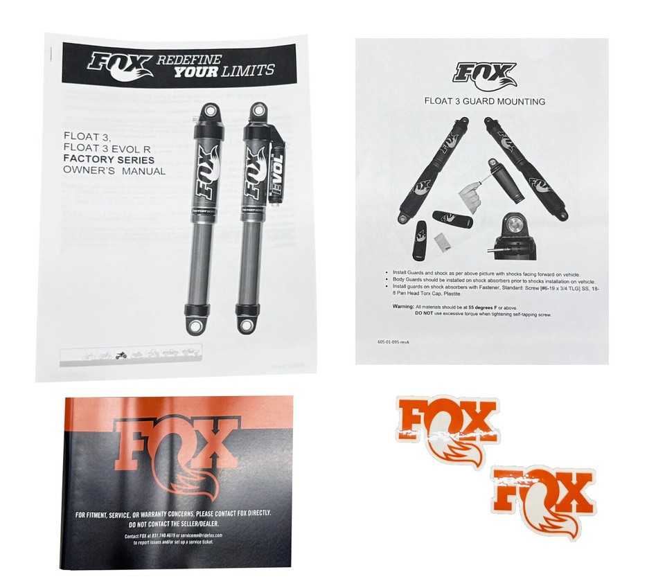FOX FLOAT 3 FRONT AIR SHOCKS SUSPENSION YAMAHA RAPTOR 660 660R ALL ...
