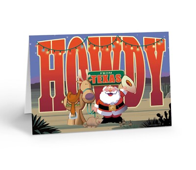 Texas Howdy! Christmas Cards | Western 18 Cards and Envelopes-40095 | eBay