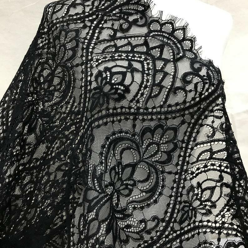 Scalloped Black Lace Fabric