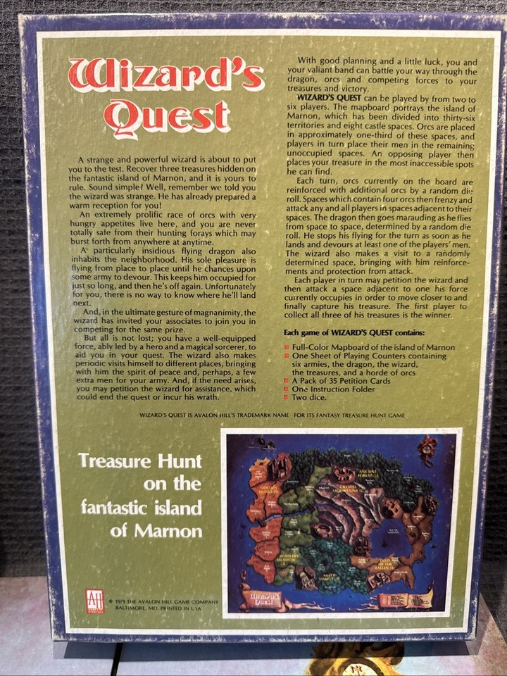 Wizard’s Quest 3rd Ed. - 1980 Avalon Hill Fantasy Treasure Hunt Game - Vintage | eBay
