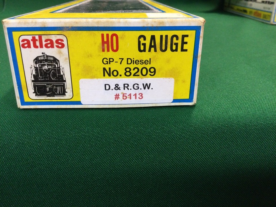 Atlas Yellow Box H.O. Locomotive GP-7 Denver & Rio Grande Western #5112 ...