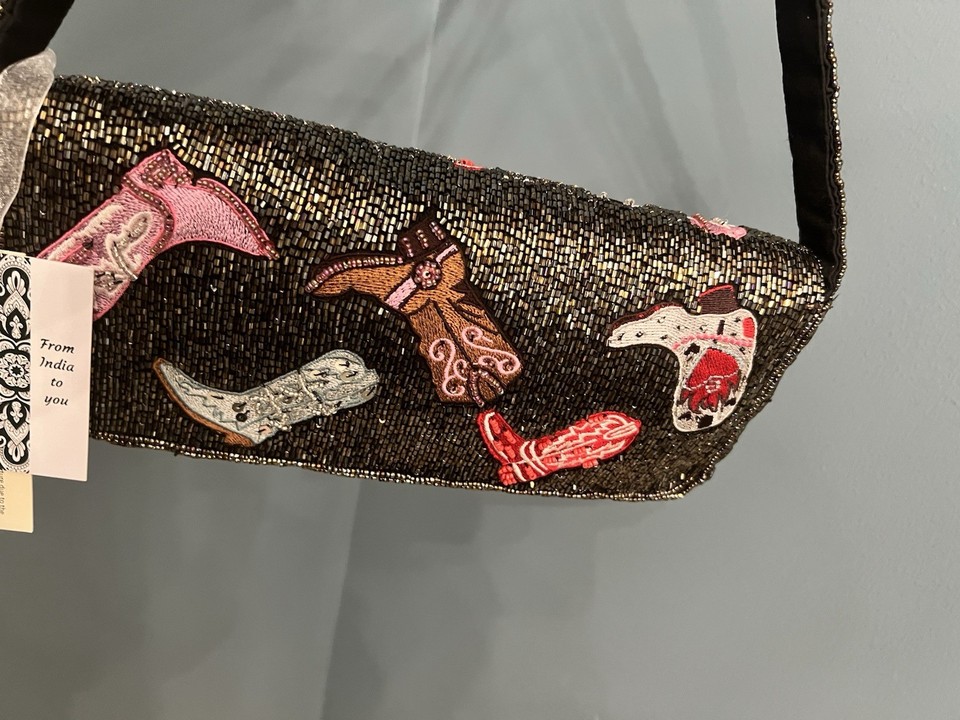 Cowboy Cowgirl Boots Beaded Bag Purse Made In India Viral TikTok NEW Women's | eBay