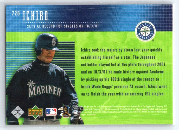 2002 Upper Deck Ichiro Suzuki #726 YR Seattle Mariners | eBay