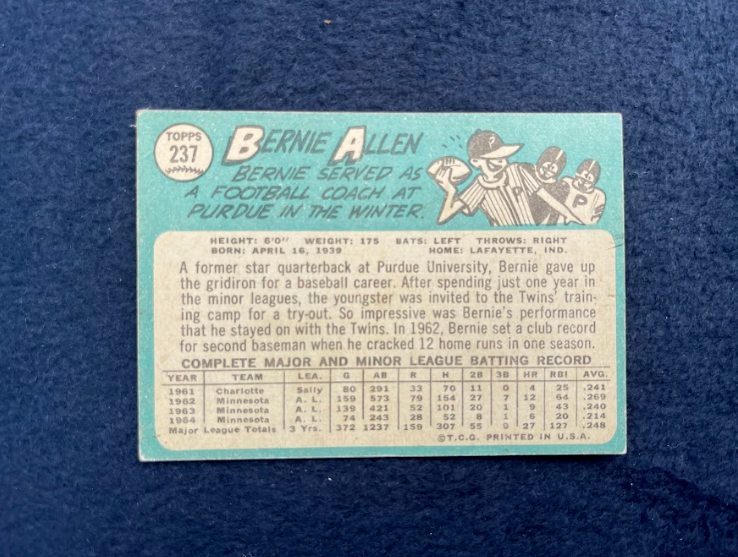 DCC: 1965 Topps Bernie Allen Minnesota Twins #237 EX+ | eBay
