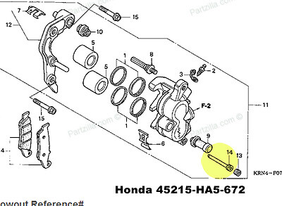CRF450 Honda TITANIUM front pad pin. 45215-HA5-672 CRF250 CFR230 | eBay