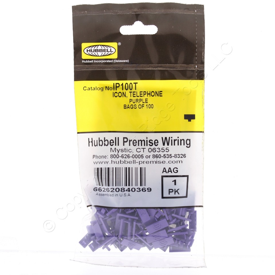100PK Hubbell Purple Telephone ICON for netSELECT Communication Jacks ...