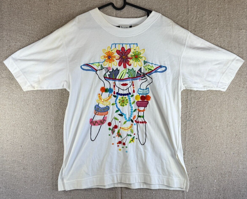 VTG Jacque & Koko Womens Sz 14/16 White T Shirt Floral Colorful 1980's ...