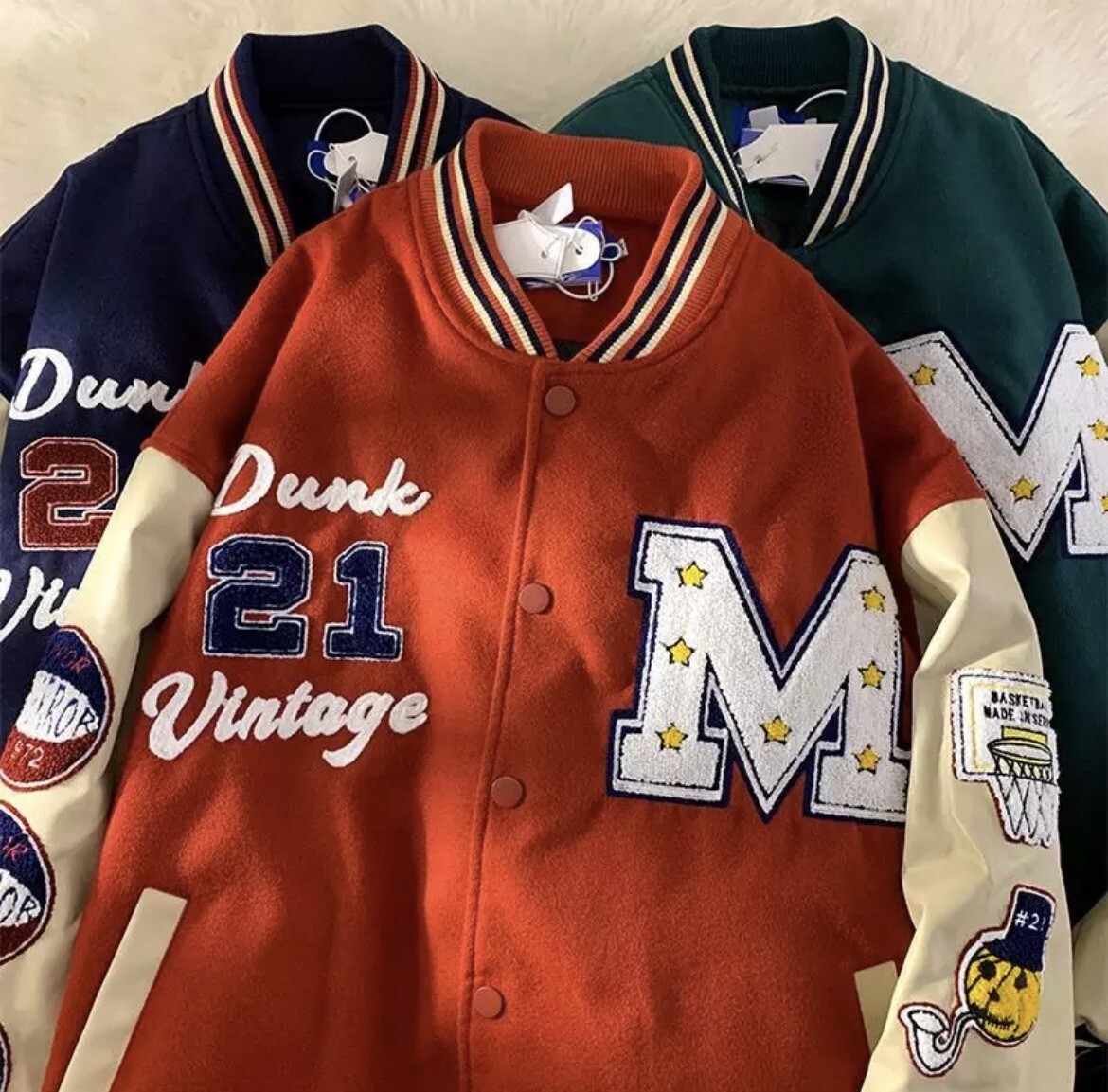 New American Retro Letter Embroidered Men Y2K Street Hip Hop Varsity ...