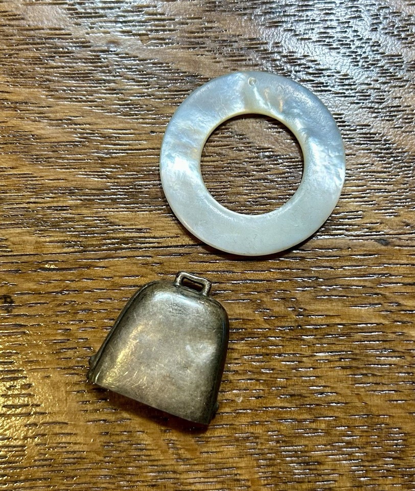 Vintage Antique Sterling Silver Baby Rattle Bell MOP Teething Ring 1939 ...