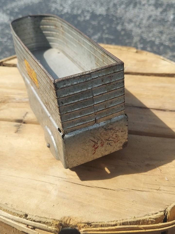 VINTAGE MARX LUMAR LINES PRESSED STEEL TOY TRUCK & TRAILER, PLAYED w ...