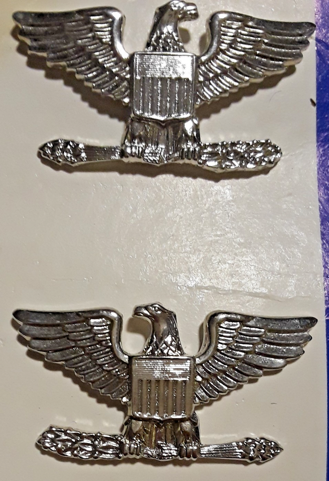 Colonel Eagle Military Insignia Pins Silver Tone V21 USA Right Left ...