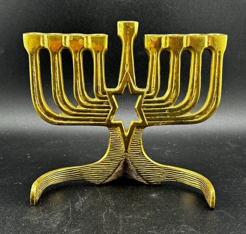 Vintage Mid Century Star of David Small Brass Menorah Hanukkah | eBay