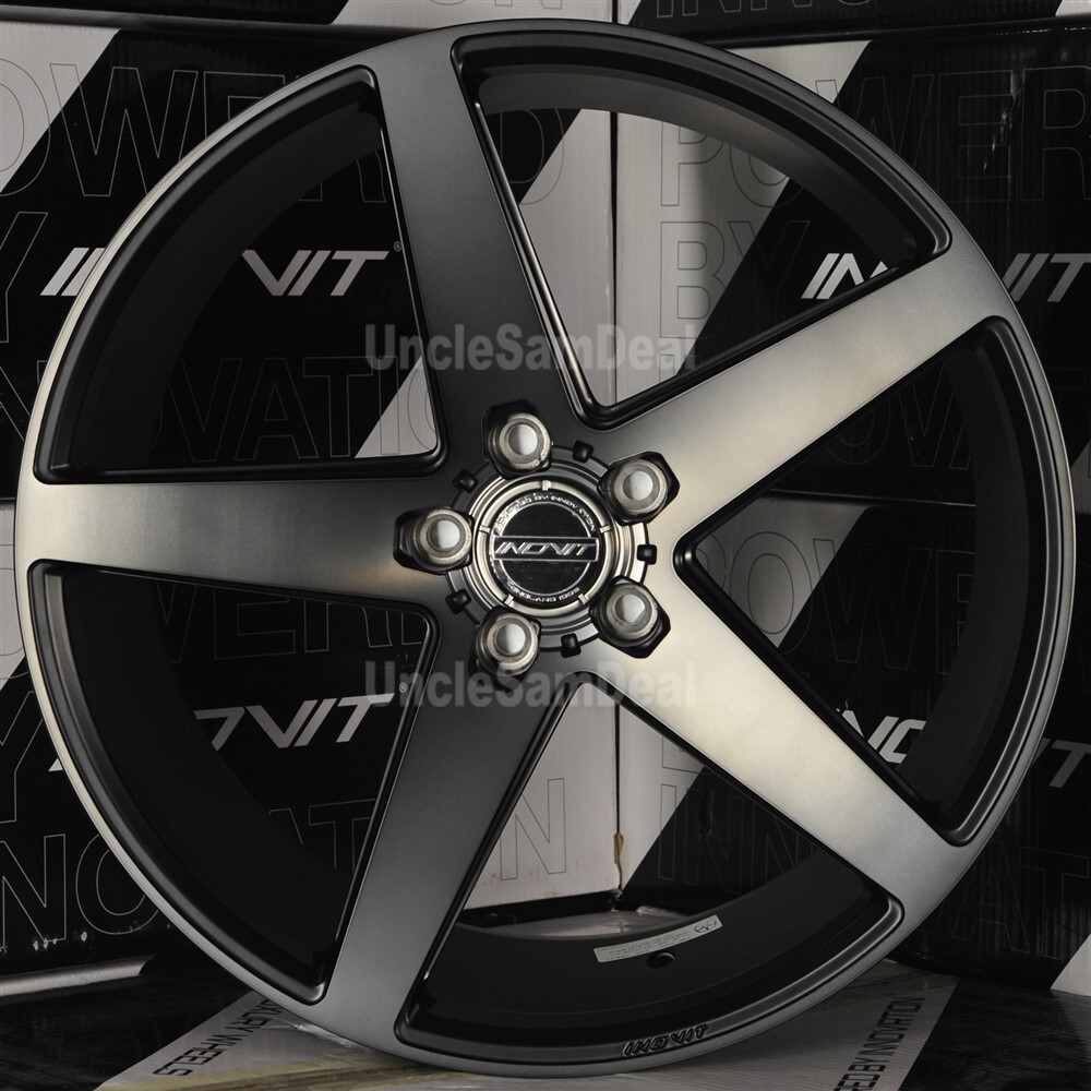 22x9 5x120 +35 INOVIT ROTOR BLACK MACHINE FACE TINT 5 SPOKES WHEELS SET ...