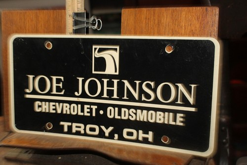 1990's Plastic License Plate Joe Johnson Chevrolet Oldsmobile Troy Ohio ...