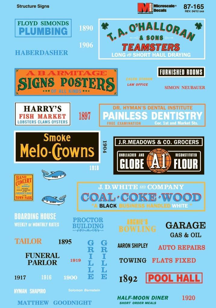 MICROSCALE DECALS HO SCALE INDUSTRIAL TOWN & CITY SIGNS (87-165) | eBay