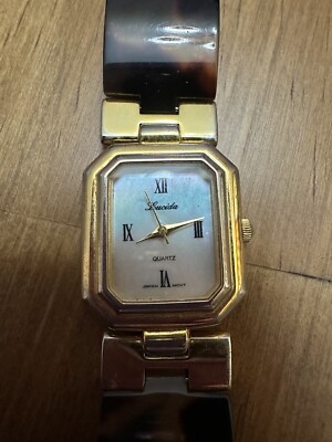Lucida Quartz Watch, Gold Tone Rectangle Tortoiseshell Design Japan, 7. ...