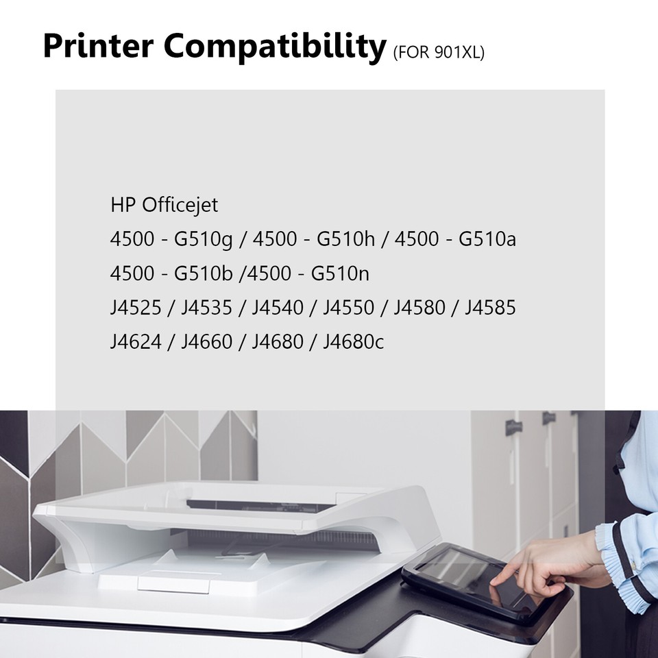 2PK 901XL 901 XL Ink Cartridge Set For HP Officejet 4500 J4500 J4585 ...