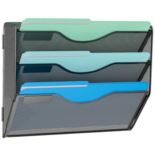 3 Tier Hanging Wall File Organizer, Mesh Mail Paper Organization ...