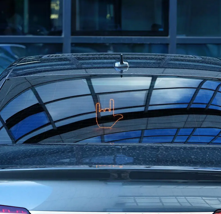 Car Middle Finger Gesture Light Rear Window LED Warning Brake Lights W ...