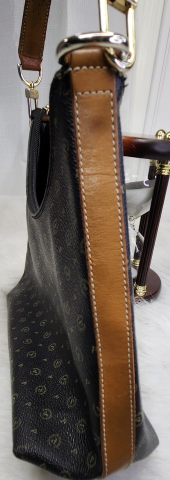 Vintage Leather Pollini Handbag Purse - Made in Italy - Black Tan ...