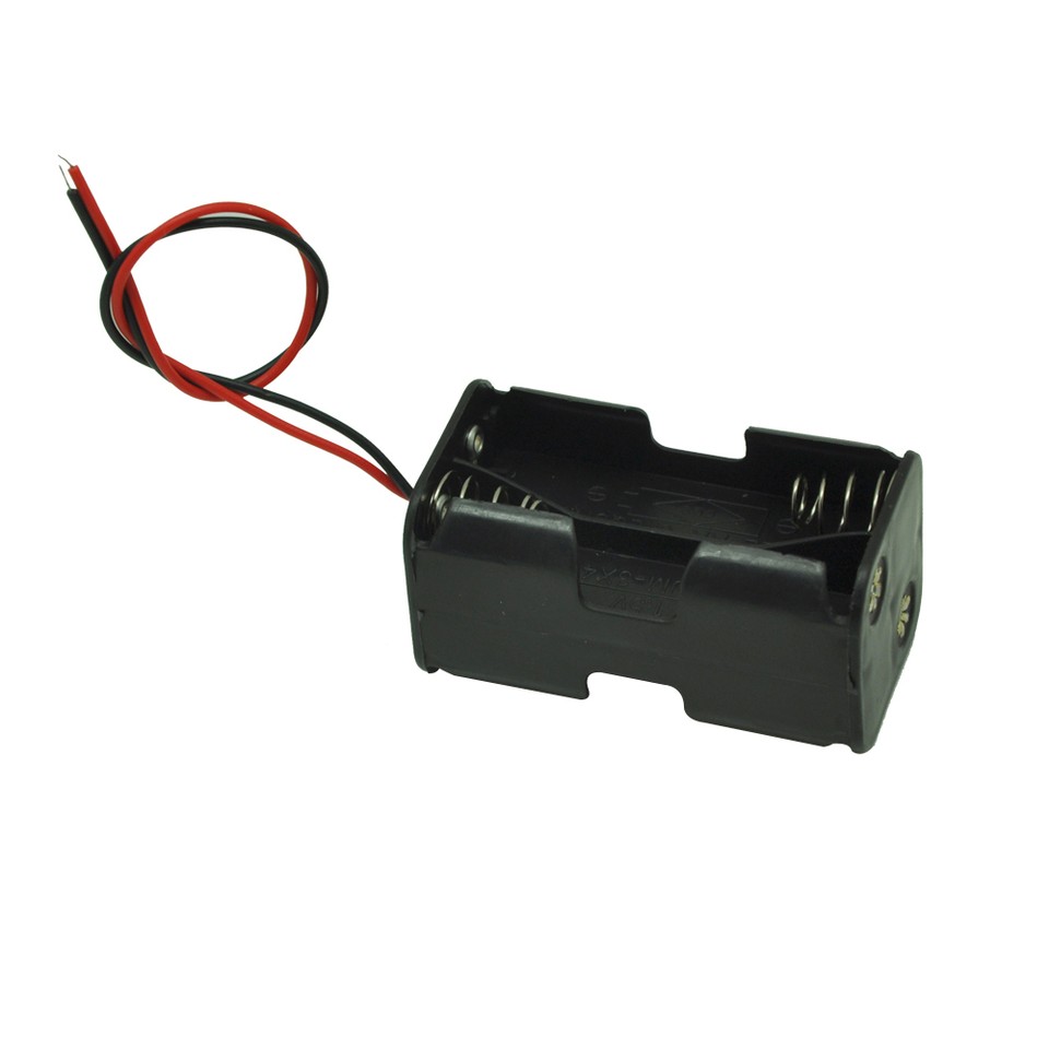 Double A Battery Holder Case Dual-side 4-AA Cells Box With 6" Cable ...