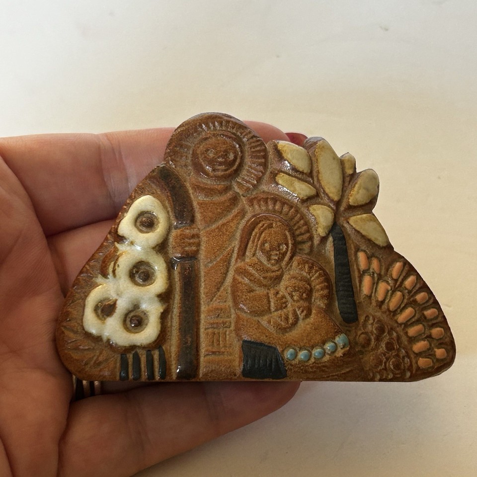 Hand Painted Ceramic Art Plaque Tile Signed Inca Religious Indigenous ...