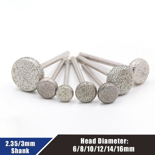 2.35/3mm Shank Round Flat Plate Diamond Grinding Head Bit Jade Carving ...