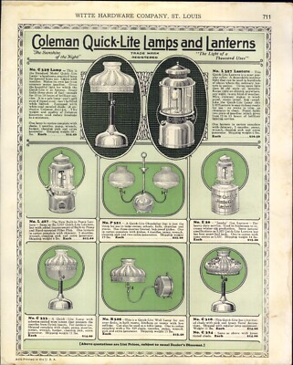 1926 PAPER AD Coleman Quick-Lite Lamp Lantern Chandelier Mantle Display ...