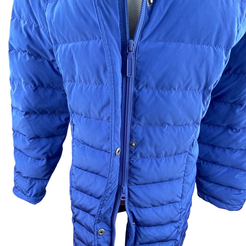 Garnet Hill Long Puffer Coat Women’s 8 Down Feather Hood 2 Way Zip ...