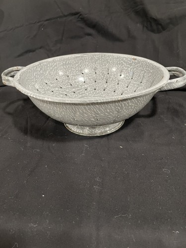 Grayish Blue Enamel Colander Vintage | eBay
