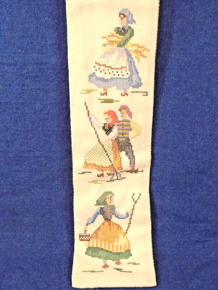 Bell Pull Folk Art People Wool Completed Finished Cross Stitch ...