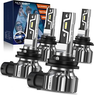 NOVSIGHT 9005 H11 LED Headlight Super Bright Bulbs Kit 6500K White High ...