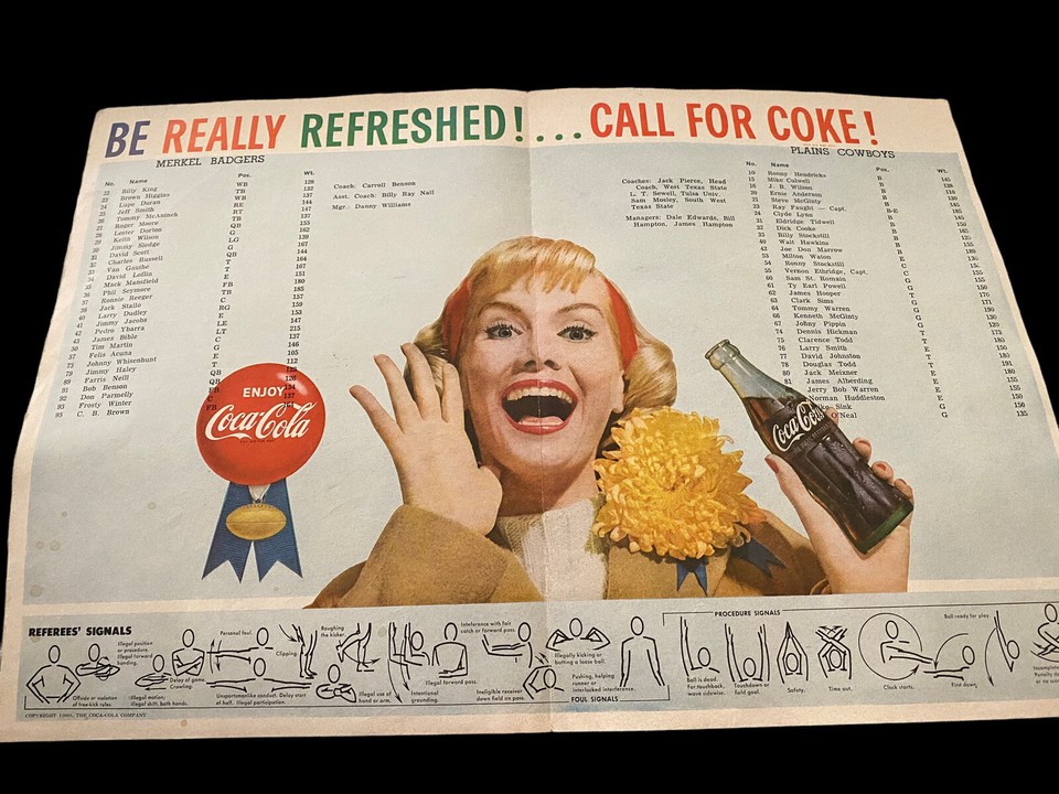 Plains Cowboys vs Merkel Badgers Championship Football Program 1960s ...