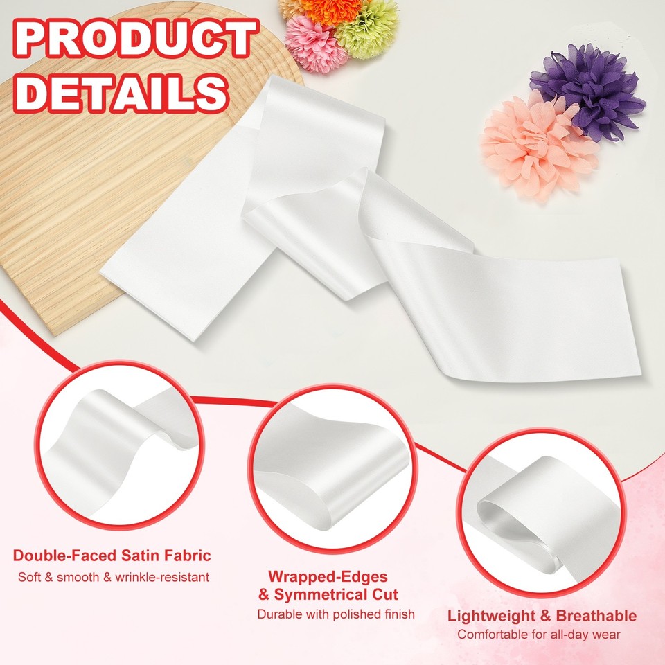Satin Sash, Blank Sash Pageant Ribbon for Party Wedding 3 Pack & White ...