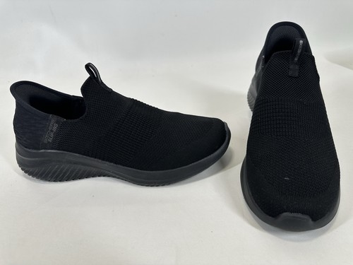 Skechers Slip In Ultra Flex Cozy Streak Black Knit Shoes 149708 Womens ...