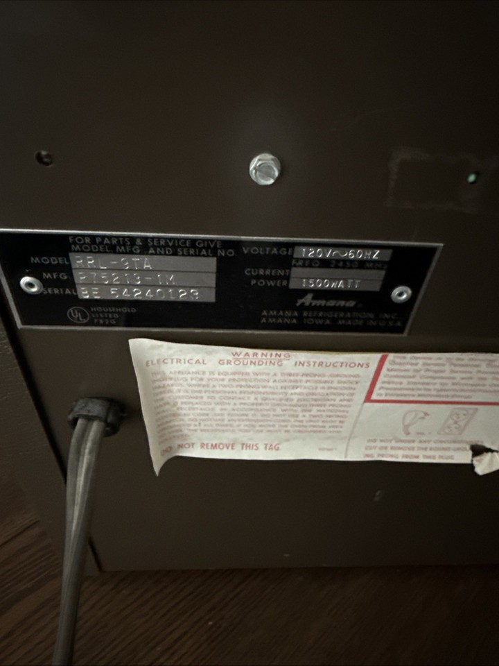 Vintage Amana Radarange RRL-9TA Touchmatic Microwave (1980) Rare ...