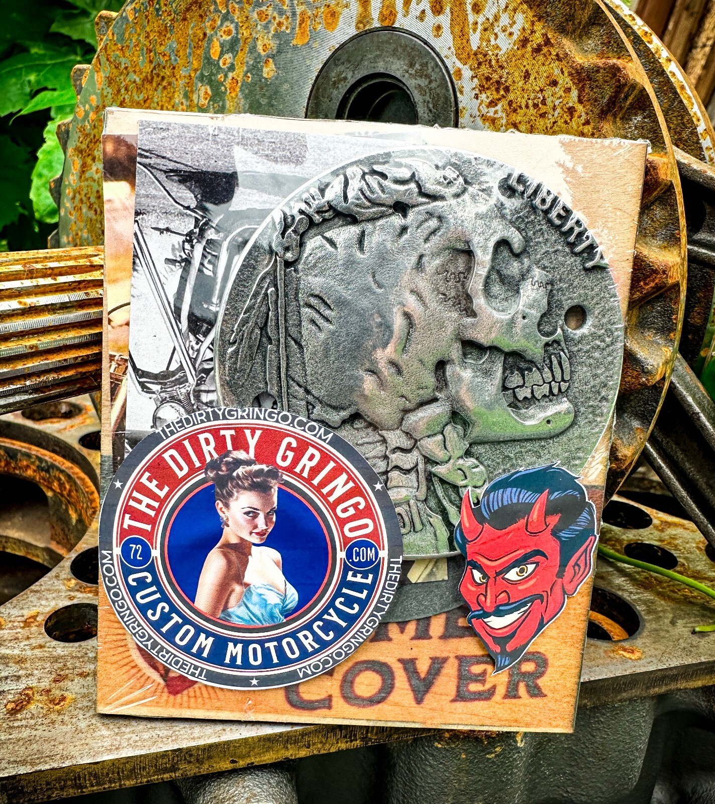 Gilroy Indian Motorcycle Skull Chief Carved Buffalo Nickel Points ...