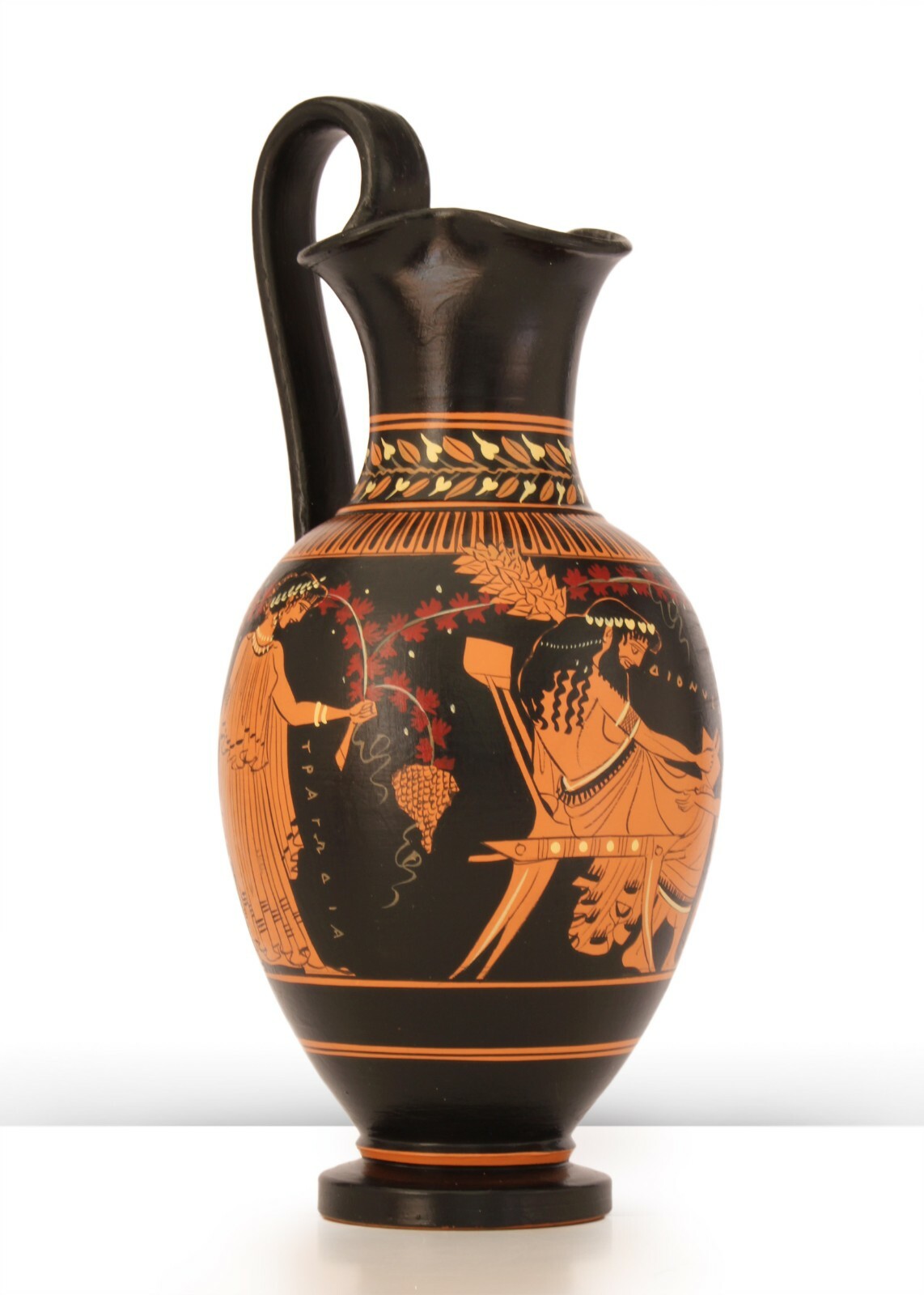 Ancient Greek Pottery Replica - Red-Figure Vase with Dionysus Handmade ...