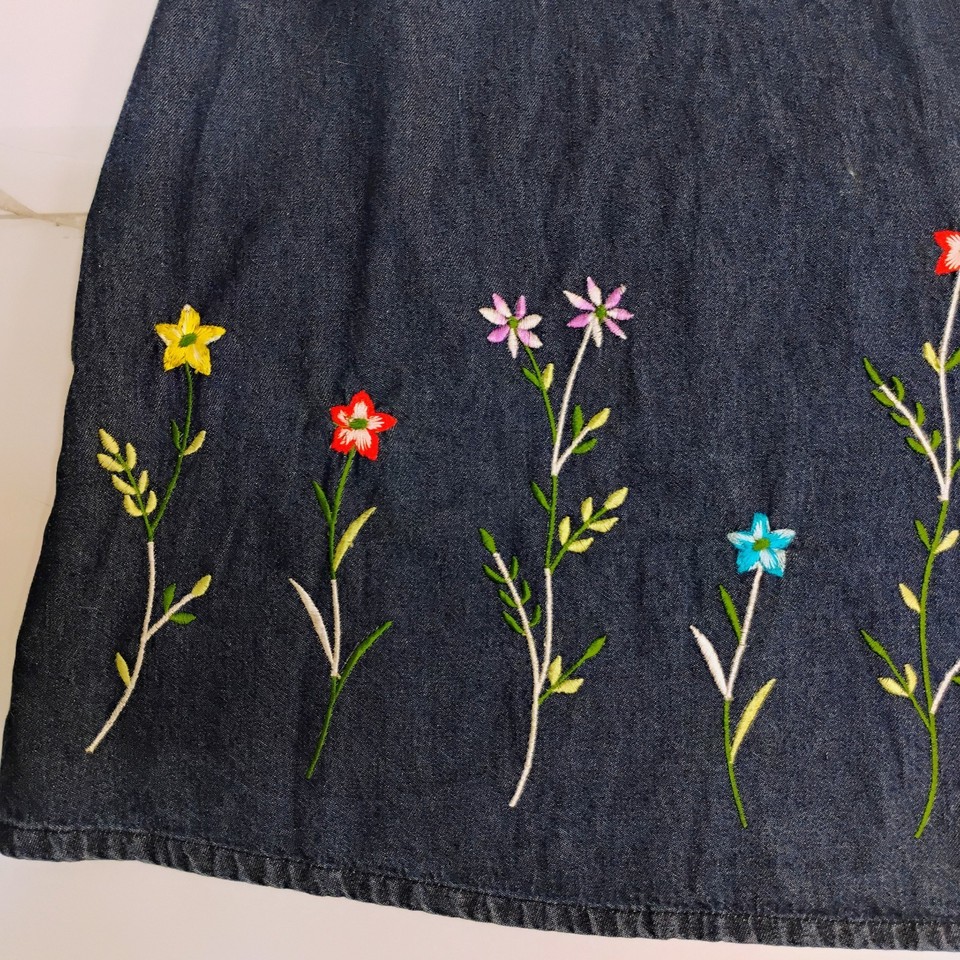 New The Paragon Embroidered Denim Blue Dress Plus Size 1X Boho Hippie ...