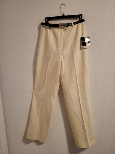 Vintage Sag Harbor Pants Womens 8 Woolmark Blend Ivory High Rise with ...