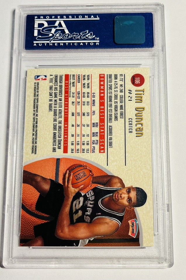 1997 Tim Duncan Card Bowman’s Best Refractor Rookie PSA 10 #106 | eBay