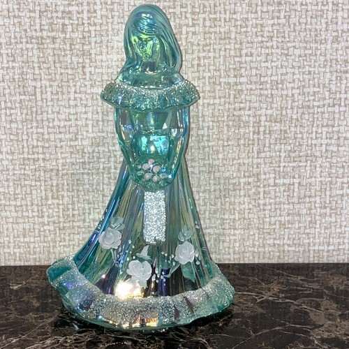 Fenton Turquoise Iridescent Bridesmaid Doll Figurine Signed Shelly ...