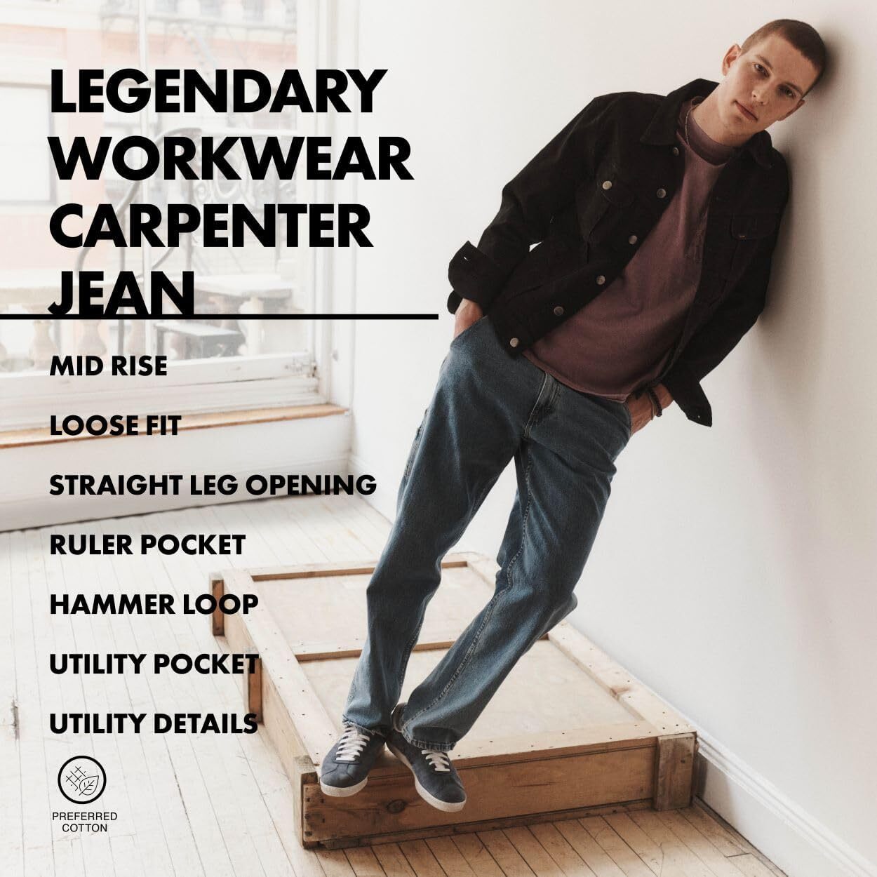 Lee Men's Legendary Workwear Loose Fit Carpenter Jeans | eBay