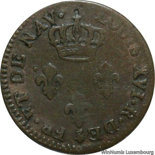 F8378 French Guiana Colony 2 Sous Louis XVI 1789 A Paris Cayenne ...