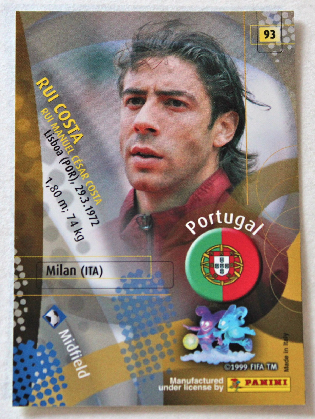 Panini Soccer Trading Card Rui Costa Portugal No. 93 World Cup 2002 ...