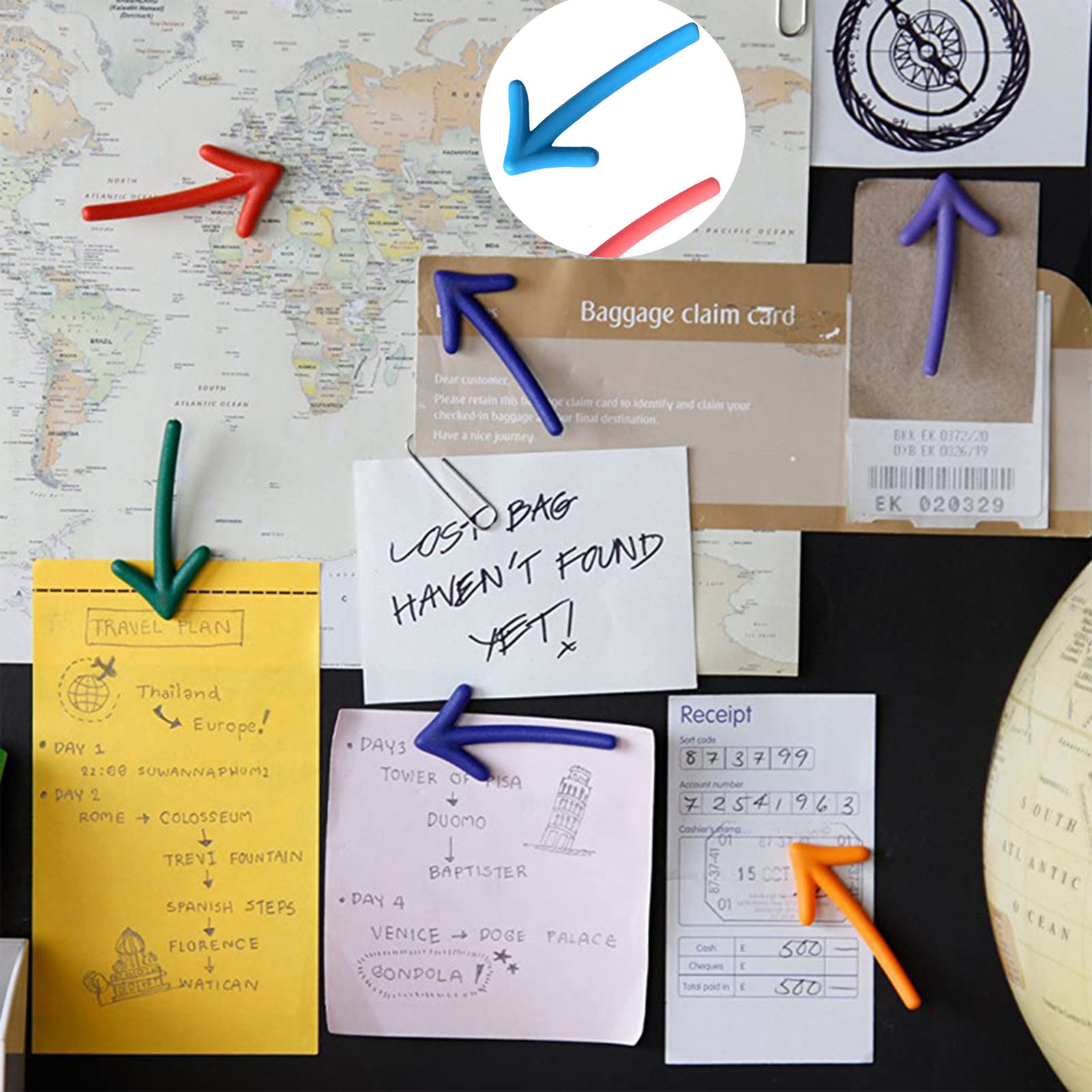 6 Pcs 3D Arrow Magnetic Stickers Whiteboard Fridge Magnet Posters ...