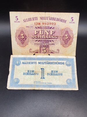 COUPLE OF AUSTRIA ALLIES MILITARY BANKNOTES ~ CIRCULATED, WWII SERIE ...